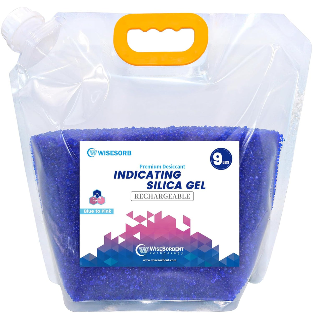 9 lb Indicating Silica Gel Beads 3-5mm Blue to Pink - Wisesorbent Bulk ...