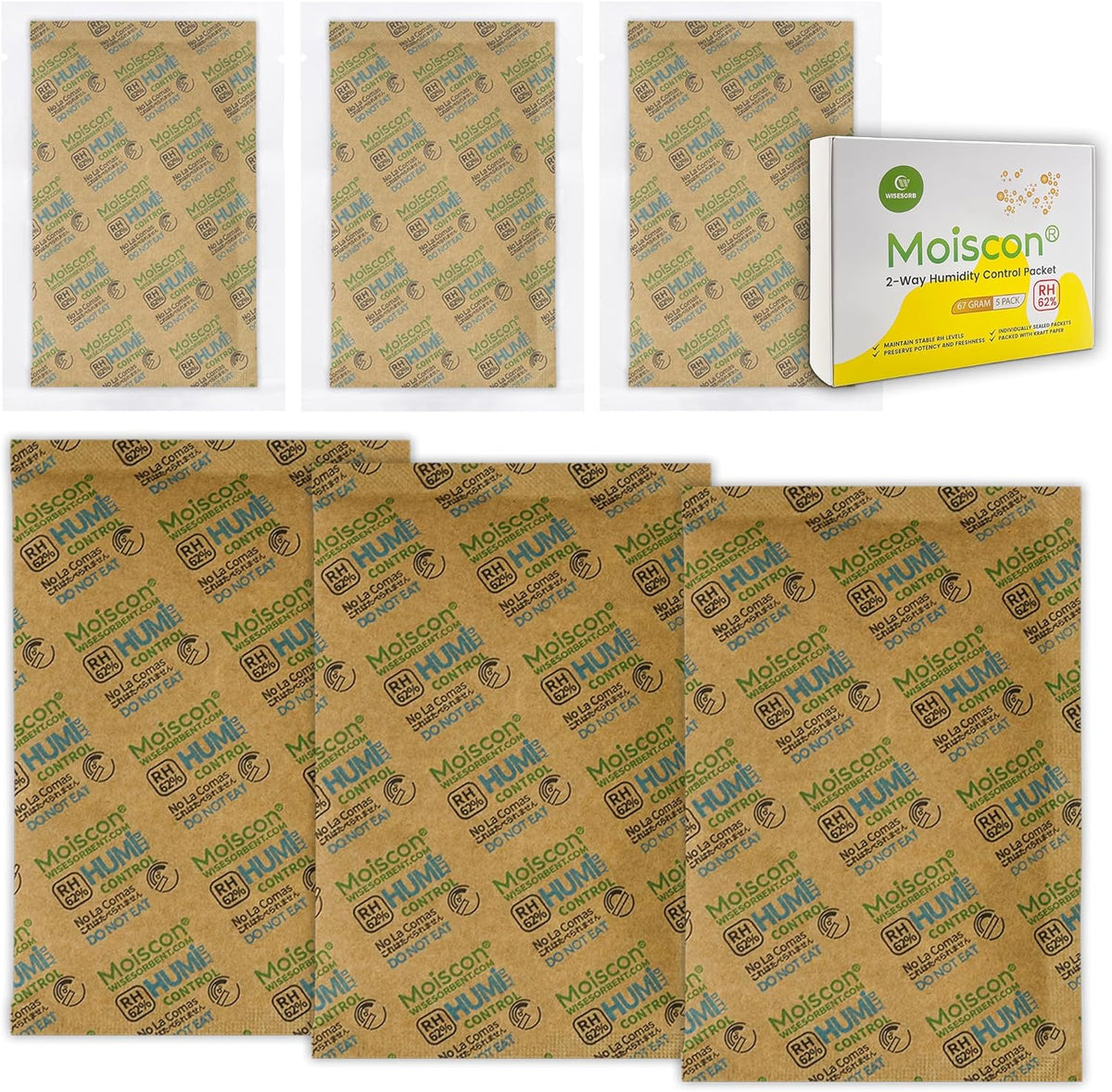 62% 67 Gram Two-Way Humidity Control Packs, Moisture Control Packets I ...